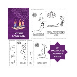 21 Yoga Poses Coloring Pages Bundle, Yoga Lover Gift Ideas, Yogi ...