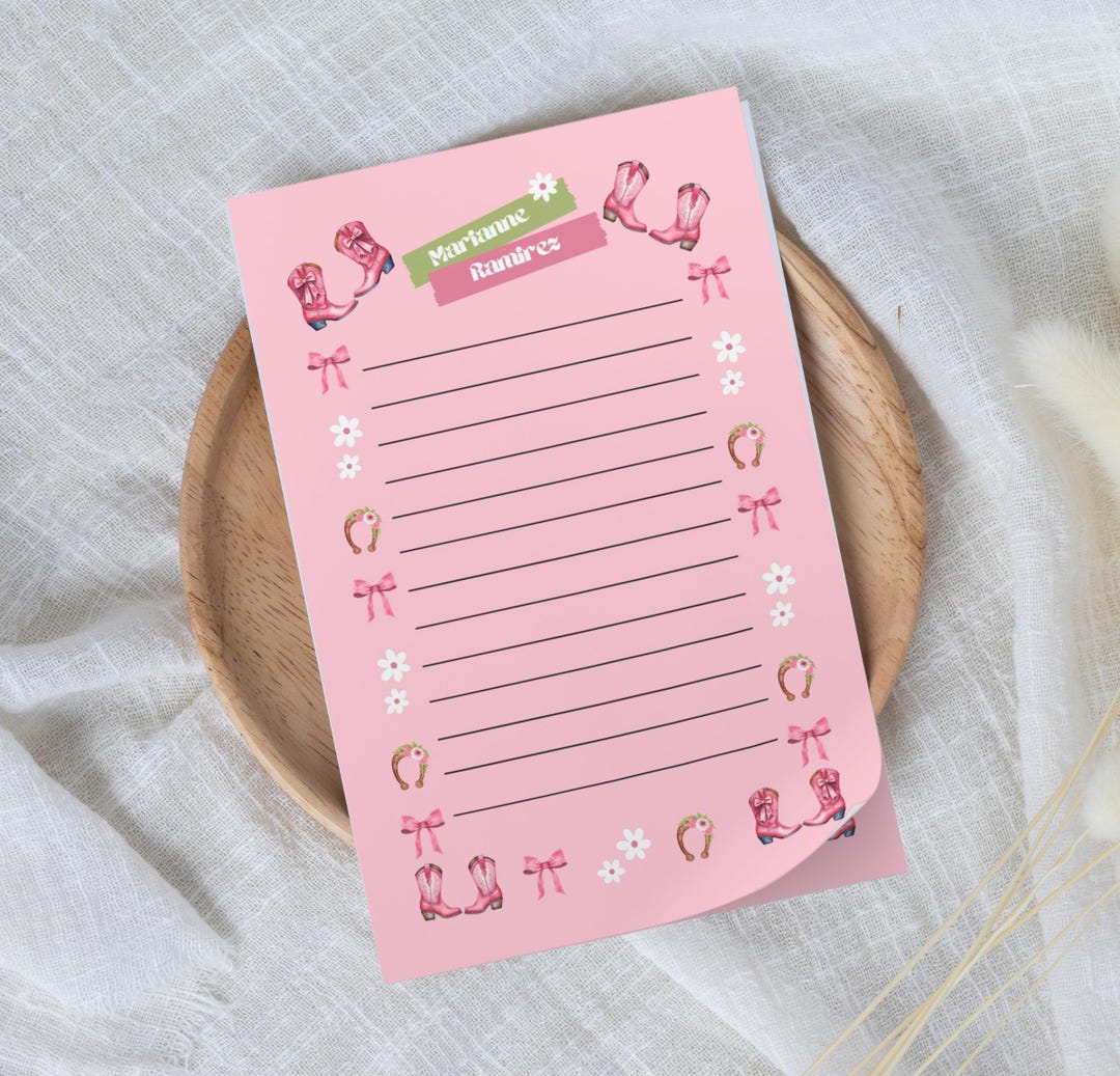 Girly Personalized Notepad Cowgirl Boots Country Western Sticky Notes ...