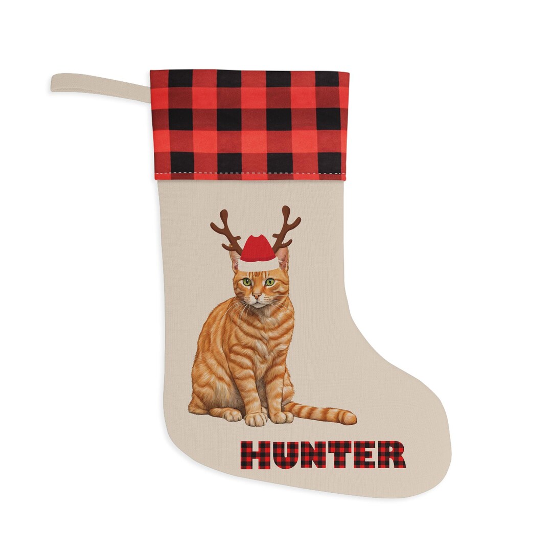 Tabby Orange Cat Personalized Christmas Stocking, Ginger Cat Owner ...
