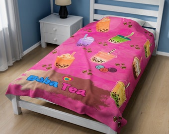 Sweet N' Chic Throw Blanket coffee Boba Tea & Tea Cup - Etsy