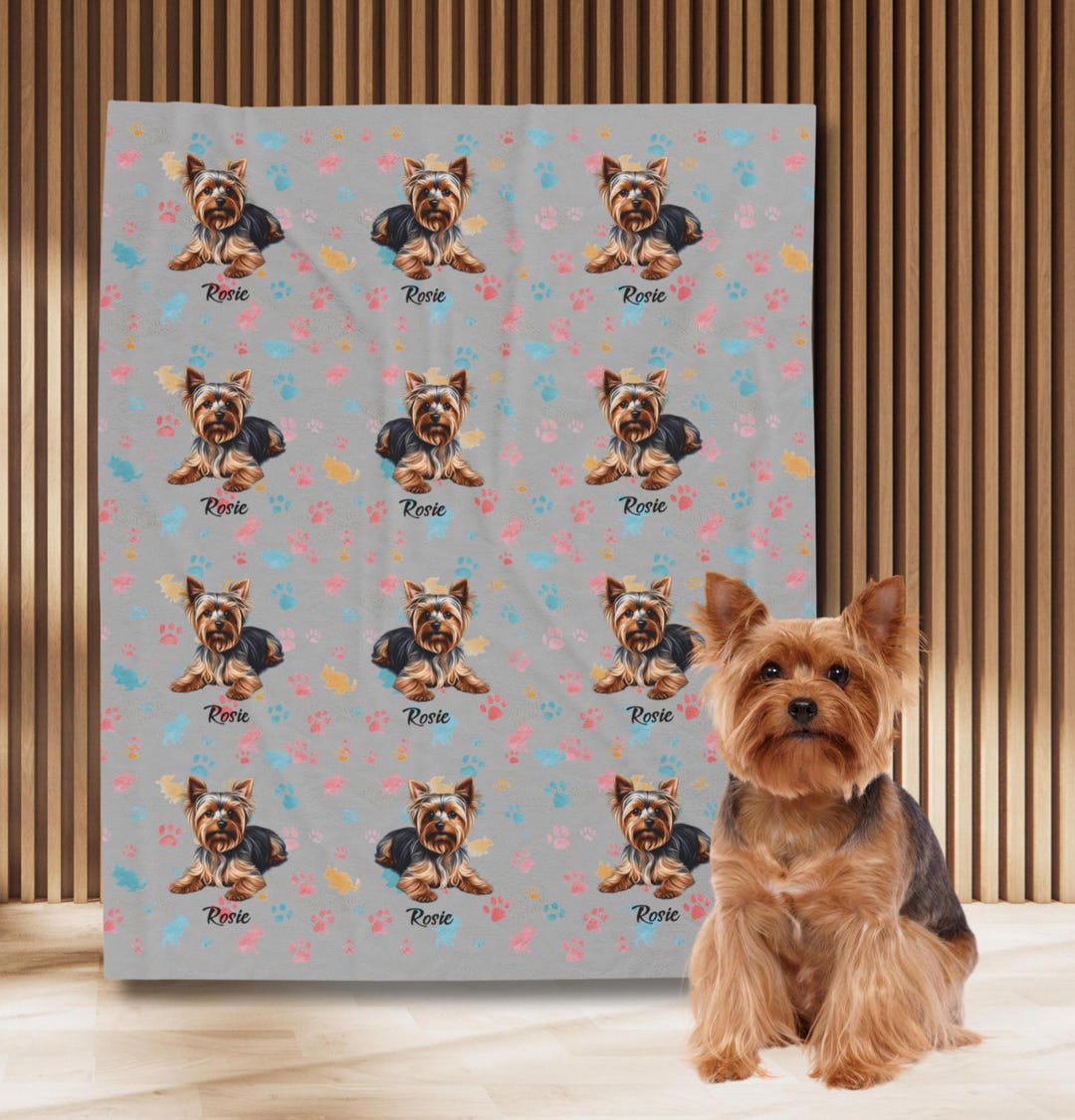Personalized Yorkie Dog Plush Blanket, Yorkshire Terrier Owner Gift ...