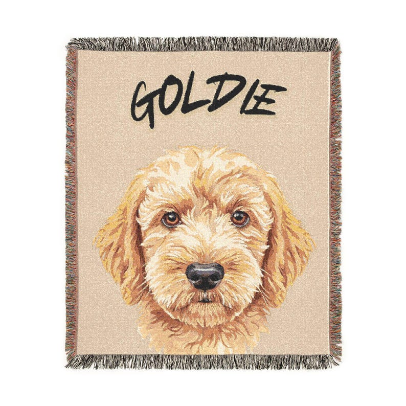 Custom Goldendoodle Labradoodle Dog Woven Blanket, Personalized Throw ...