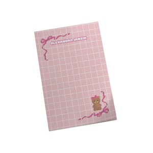 Personalized Notepad Sticky Notes Bows Coquette Kawaii Style Cute Bear ...