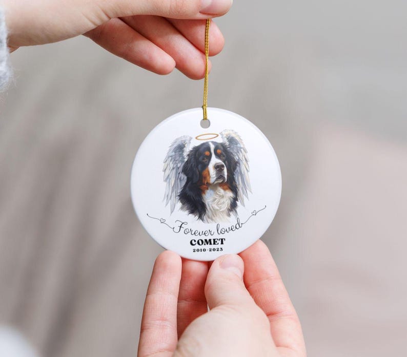 Bernese Mountain Personalized Memorial Ornament: Custom Dog With Angel ...