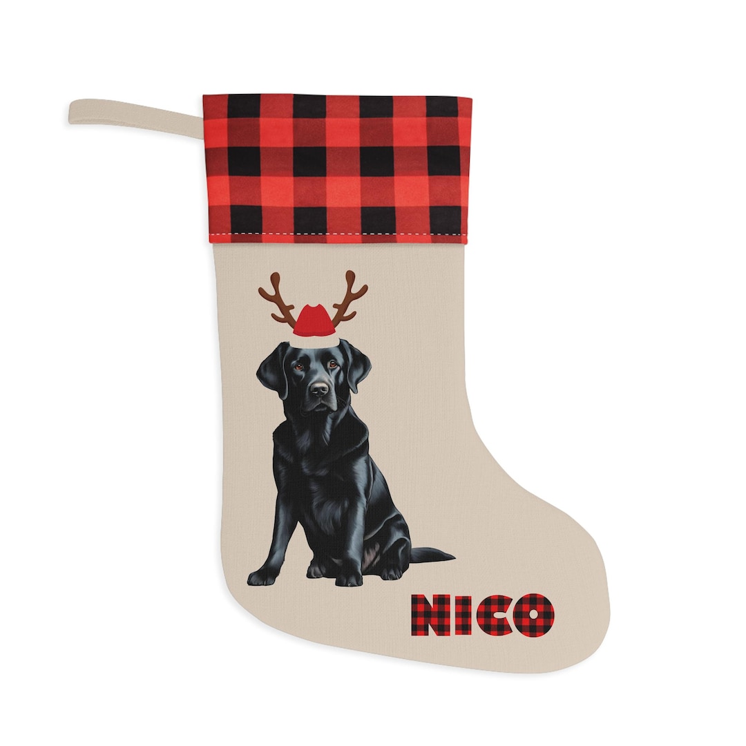 Black Lab Dog Christmas Stocking Personalized, Labrador Dog Lover Pet ...