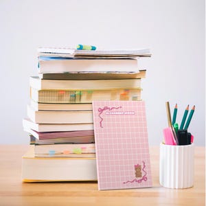 Personalized Notepad Sticky Notes Bows Coquette Kawaii Style Cute Bear ...