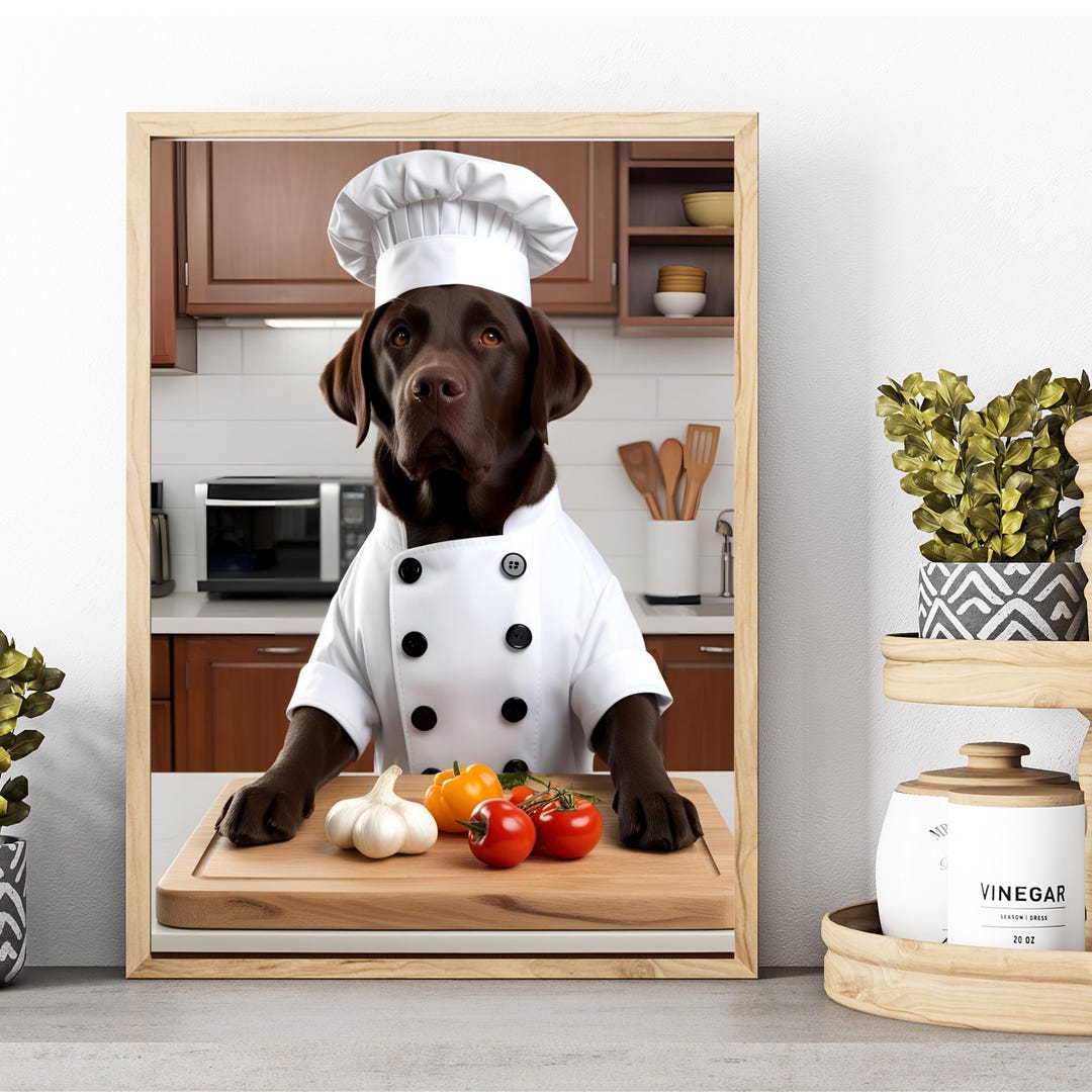 Funny Chocolate Lab Chef Print: Dog Kitchen Wall Art (PDF & JPG ...