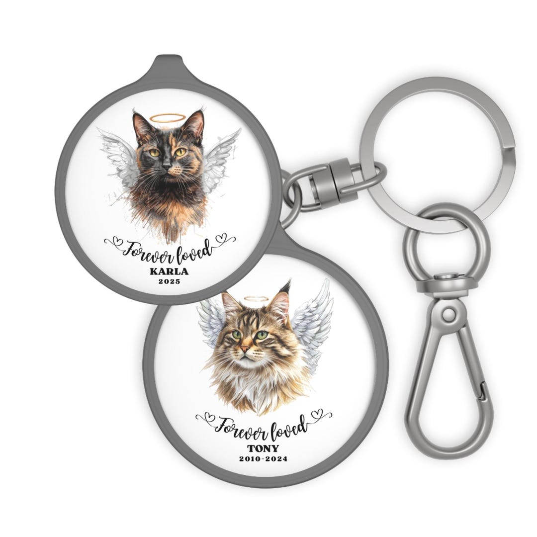 Custom Cat Memorial Keychain, Many Breeds Angel Wings Pet Personalized ...