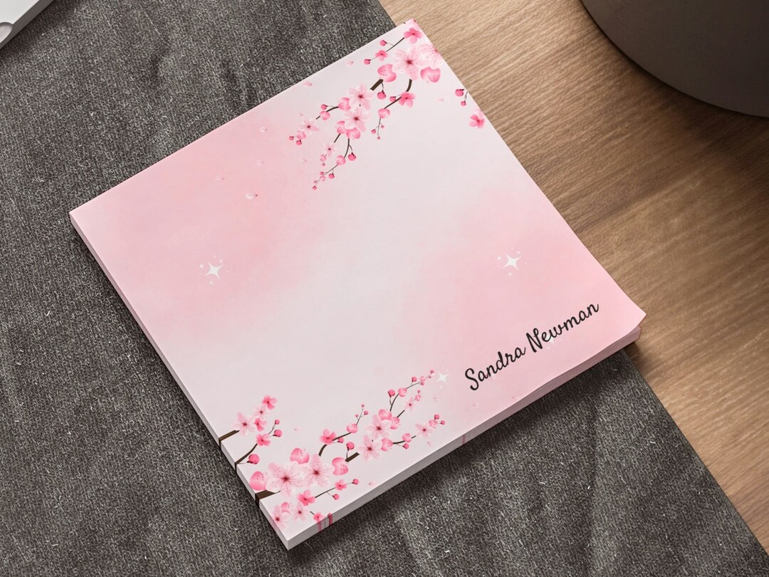 Custom Name Sticky Notes Sakura Note Pads 4 X 4 - Etsy