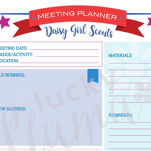EDITABLE Girl Scout Meeting Planner 8x10 Print From Home - Etsy