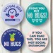 Social Distancing Awareness Buttons No Hugs Pin, Virtual Hug Pin Button ...