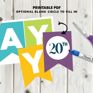 Printable Birthday Bunting Banner PDF - Instant Download - Etsy