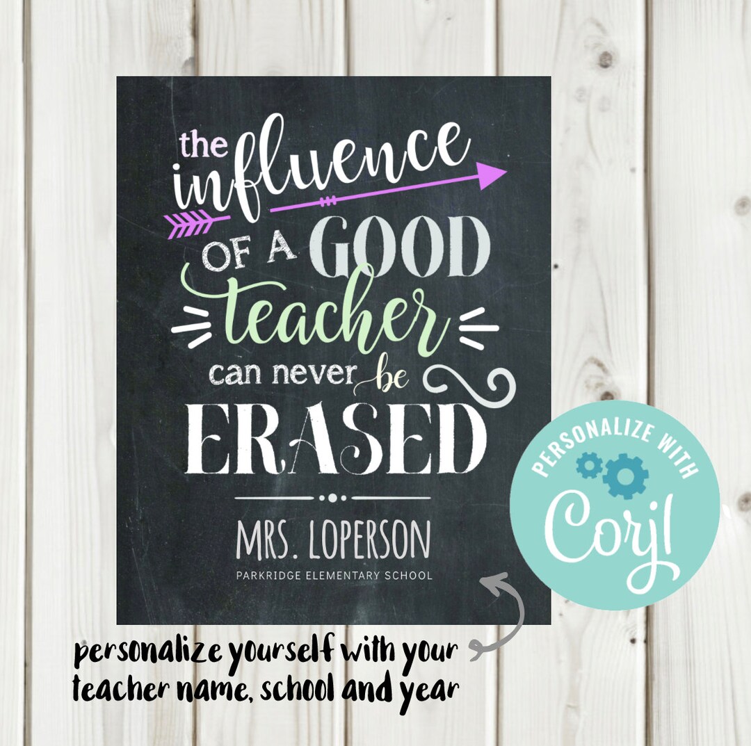 Personalized Chalkboard Teacher Printable- Instant Download - Etsy