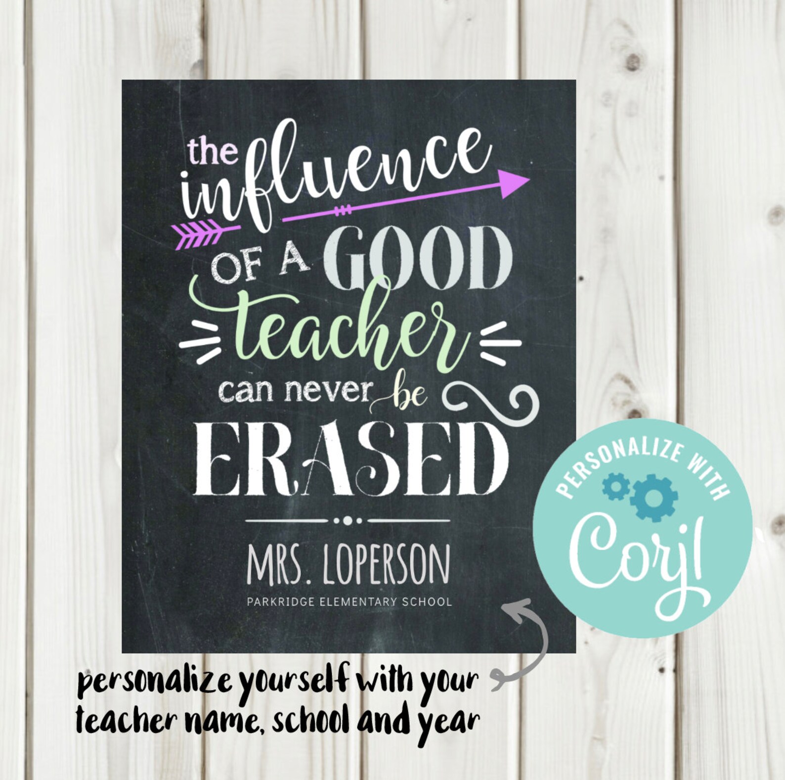 Personalized Chalkboard Teacher Printable Instant Download - Etsy