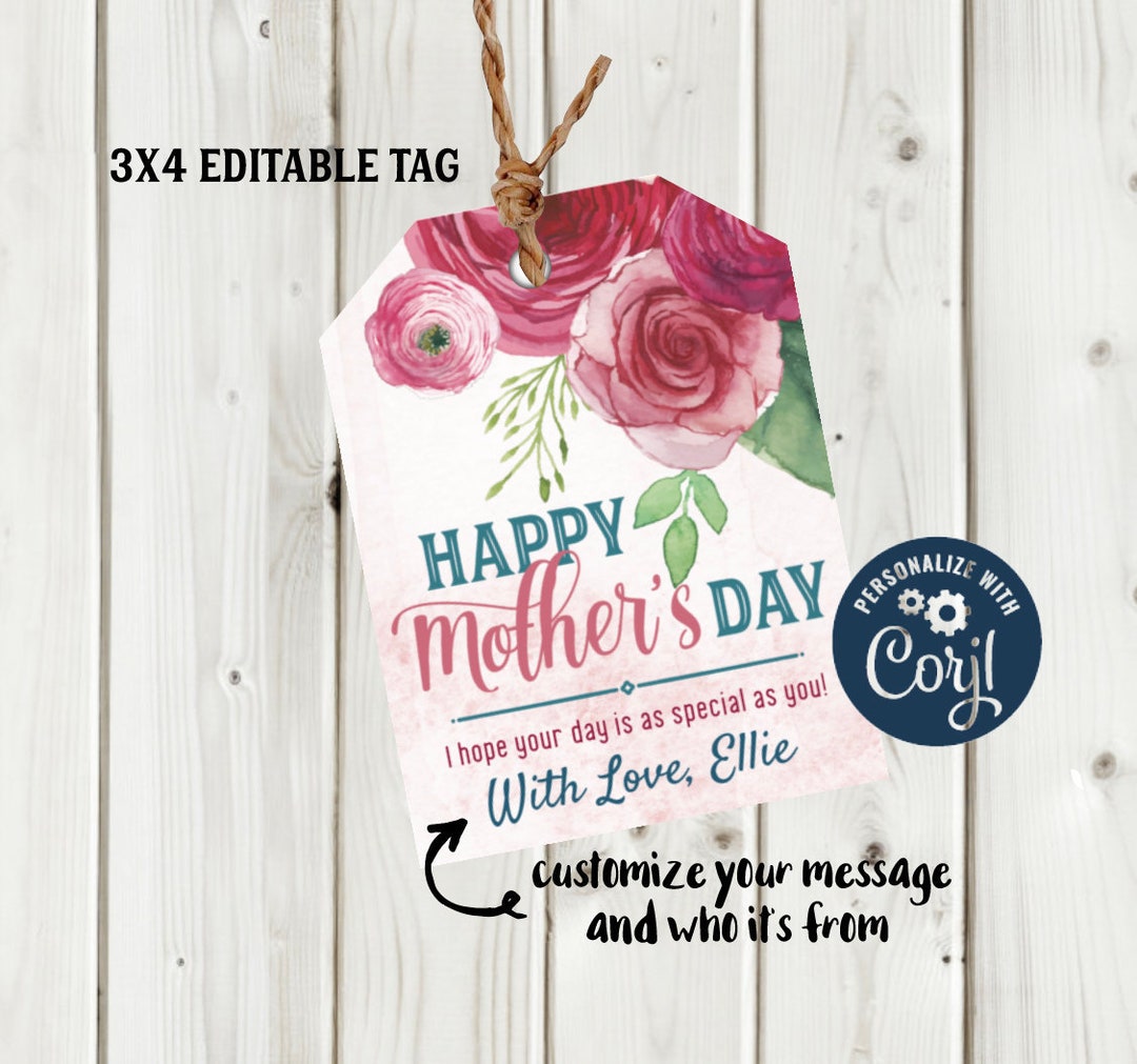 Editable Mother's Day Gift Tag - Instant Download - Etsy