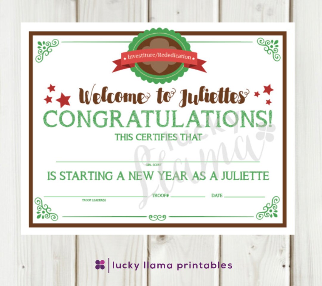Girl Scouts Investiture/rededication Certificate Editable Version ...