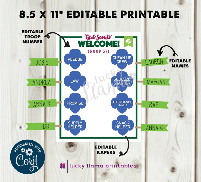 Mini Girl Scout Kaper Chart Editable and Printable Artwork - Etsy