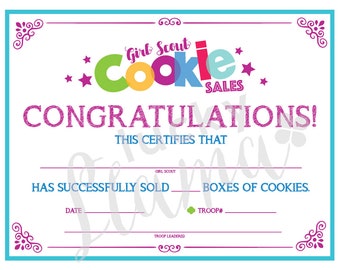 Girl Scout Cookie Sales Certificate - Etsy