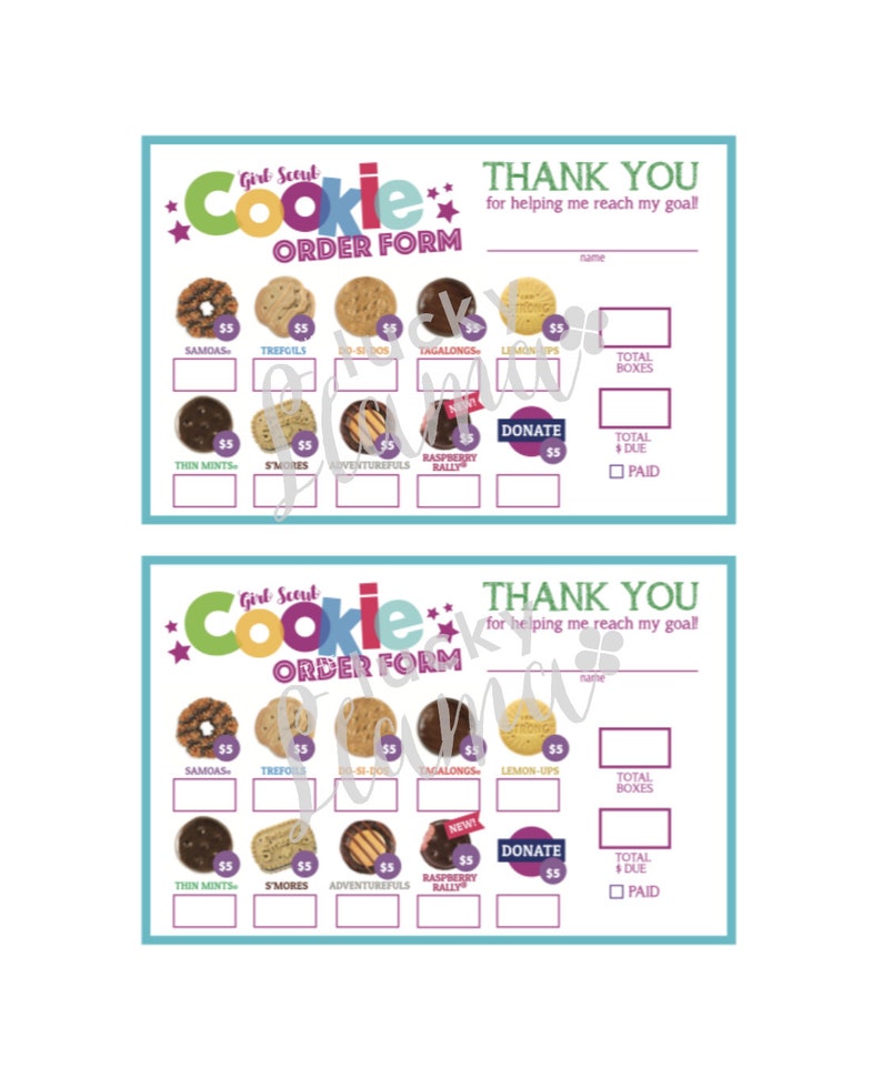 LBB Girl Scout Cookie Order Form 9 Cookies No Gf Cookie - Etsy