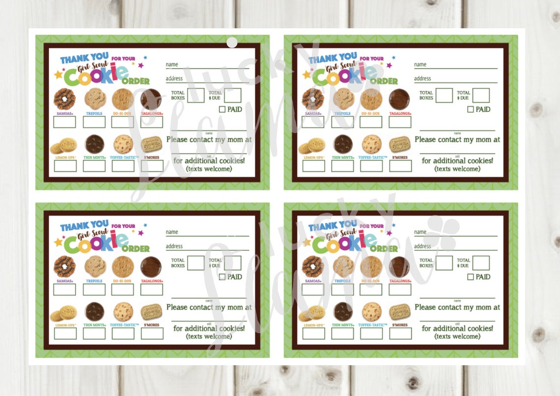 Lbb Girl Scout Cookie Order Form Receipt Printable Etsy