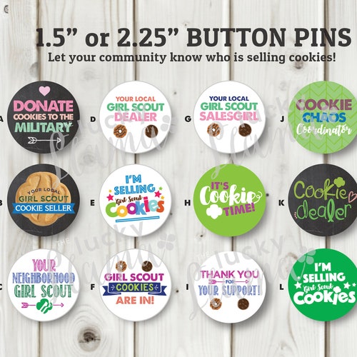 Girl Scout Cookie Button Pins Size 1.5 or 2.25 - Etsy