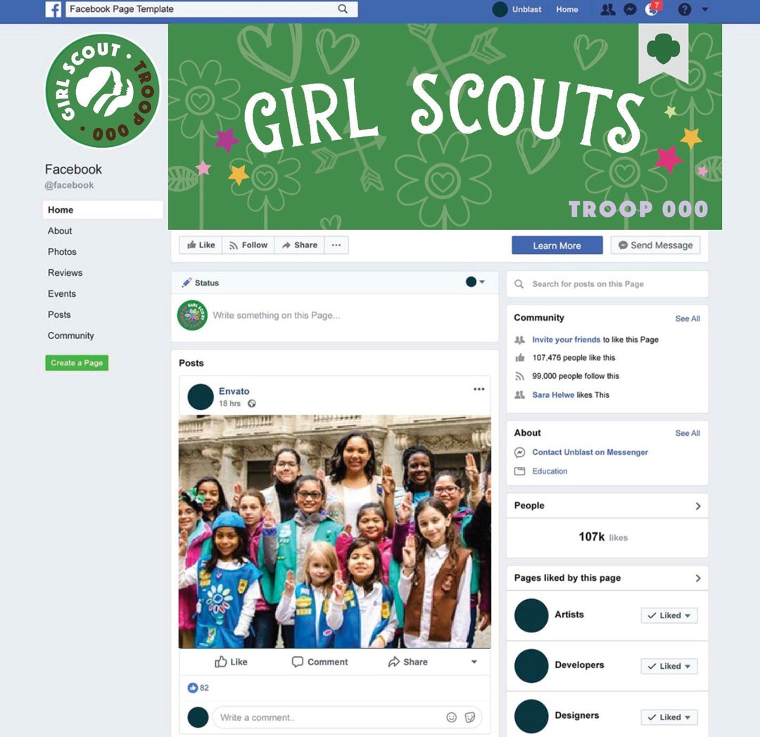 Custom Facebook Banner and Profile Picture for Your Girl Scout Troop - Etsy