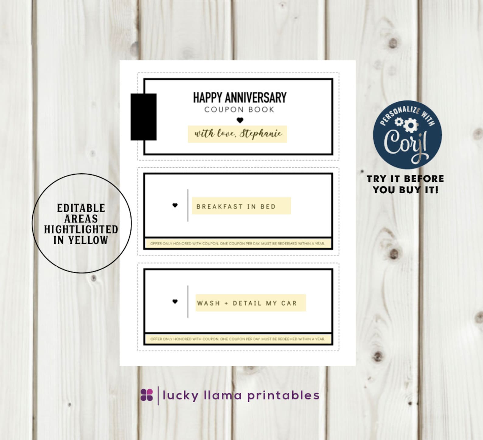Editable Anniversary Coupon Book Instant Download - Etsy