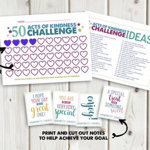Act of Kindness Challenge Chart and Printables - Instant Download - Etsy
