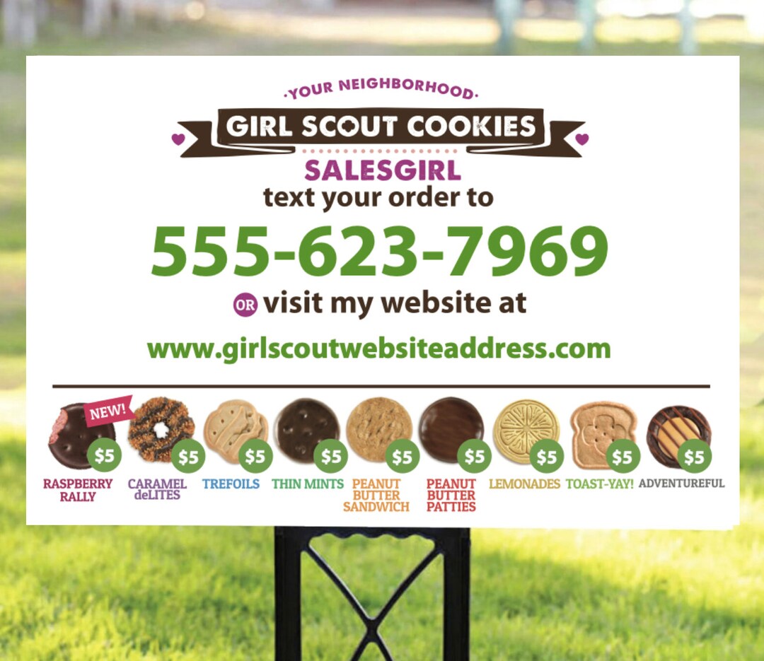 ABC Bakers- Editable Girl Scout Cookie Yard Sign - 9 Cookies (no GF ...