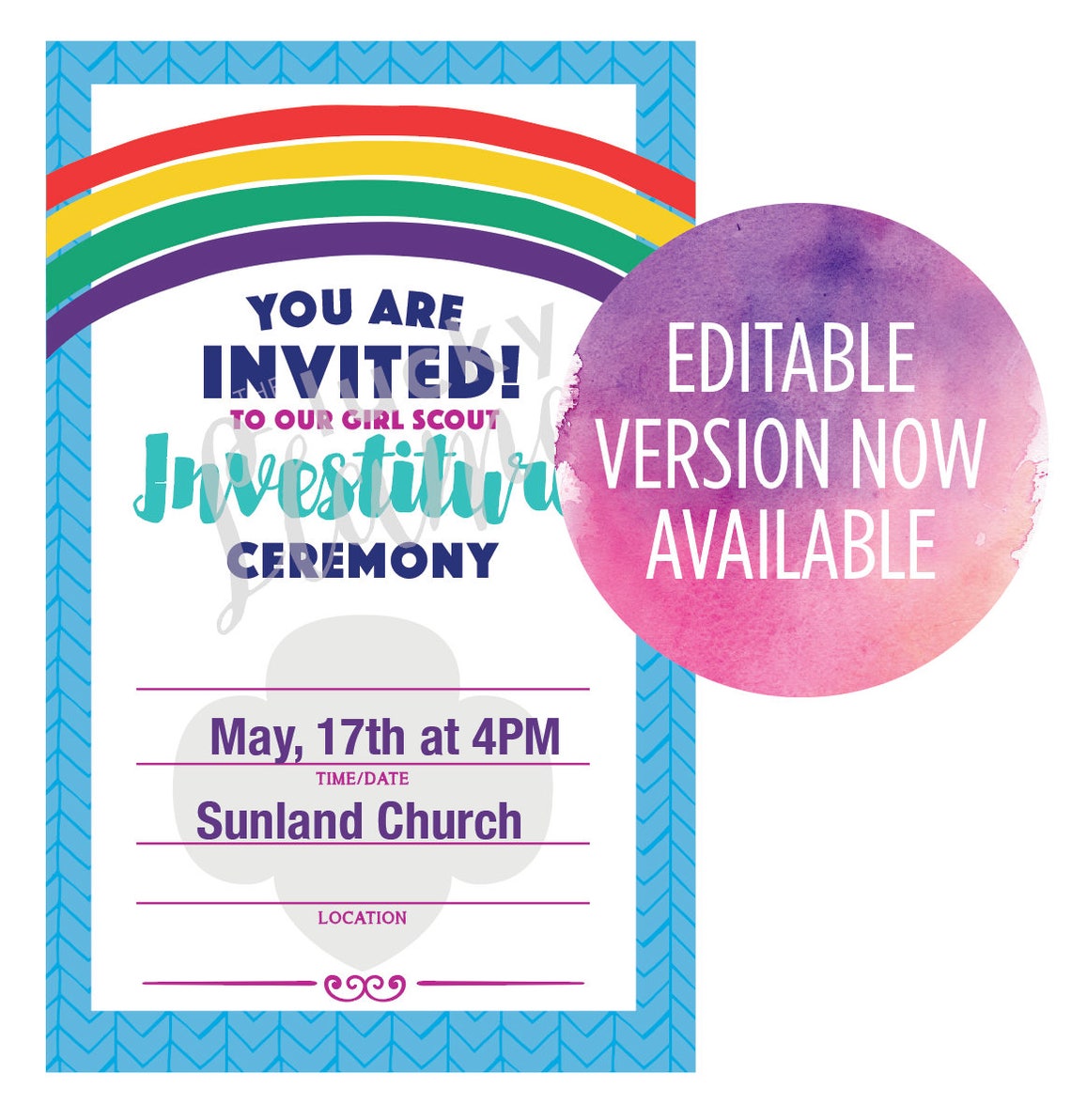Girl Scout Investiture Invitation editable Option Included - Etsy