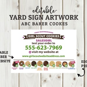 ABC Bakers- Editable Girl Scout Cookie Yard Sign - All 10 Cookies ...