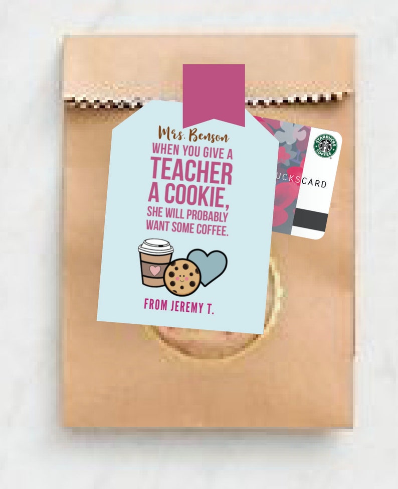 Editable Teacher Cookie and Coffee Gift Tag Instant | Etsy