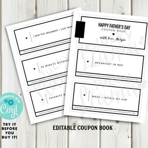 Editable Father's Day Coupon Book Instant Download - Etsy