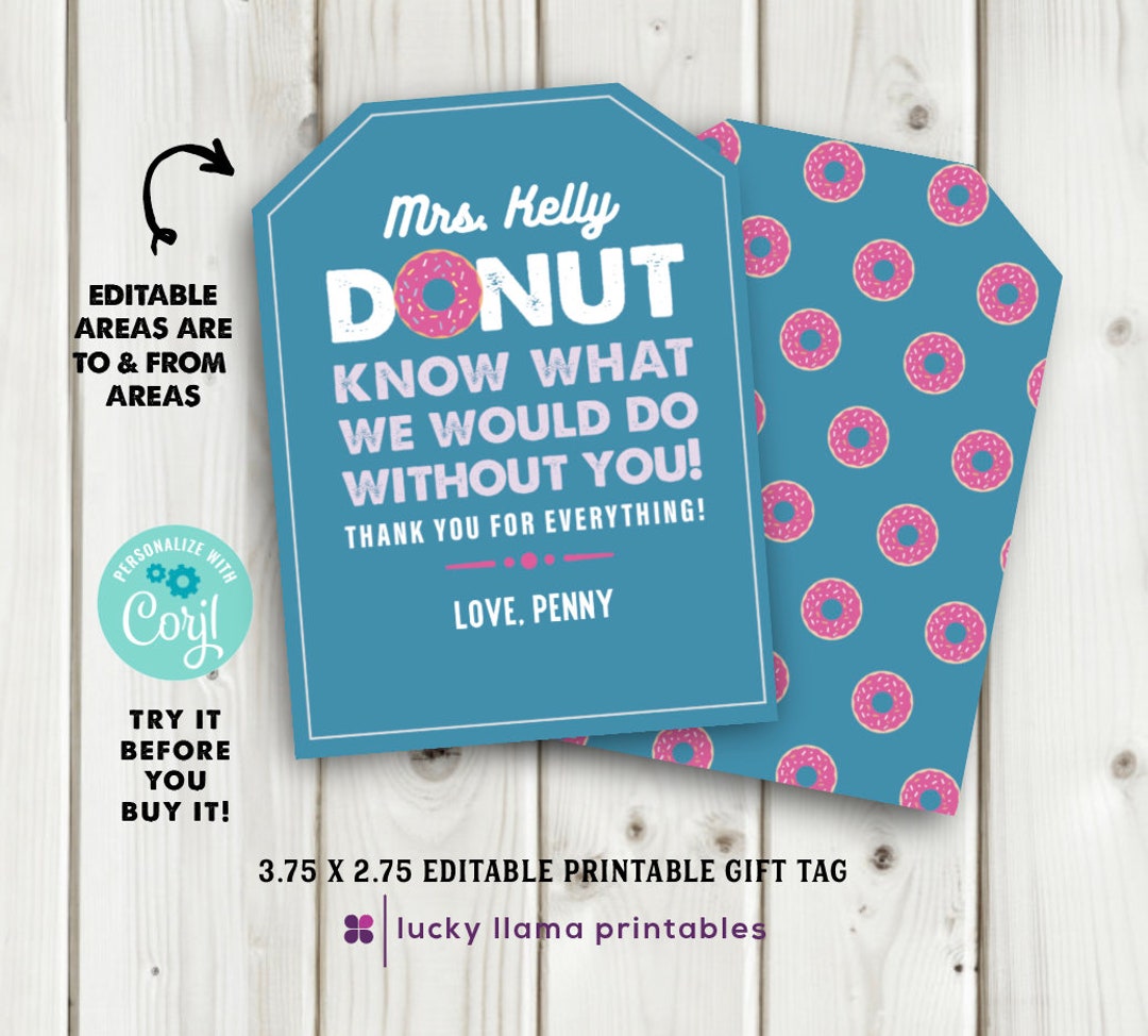 Editable Donut Gift Tag - Instant Download - Etsy