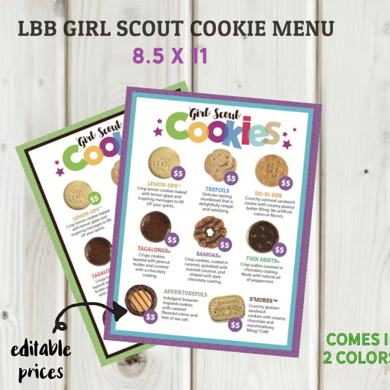 Girl Scout Cookie Menu 2025 - Etsy