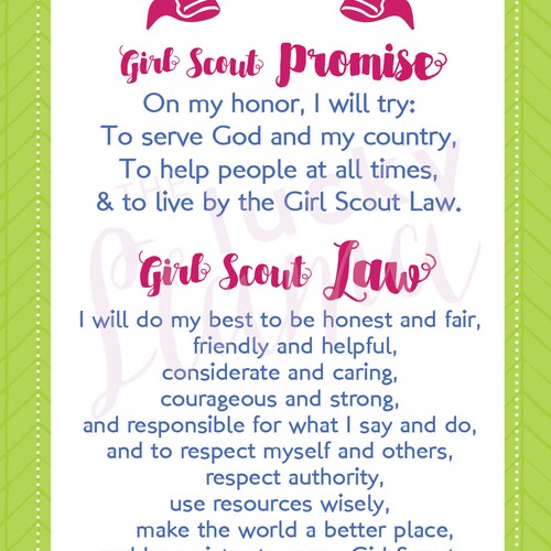 Brownie Girl Scout Promise & Law Meeting Board Printable - Etsy
