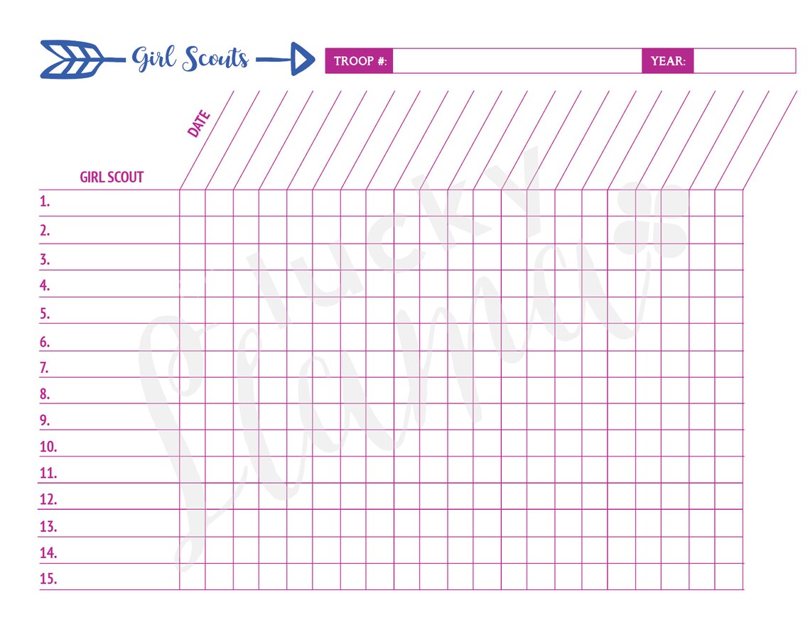 Printable Girl Scout Attendance Sheet - Etsy