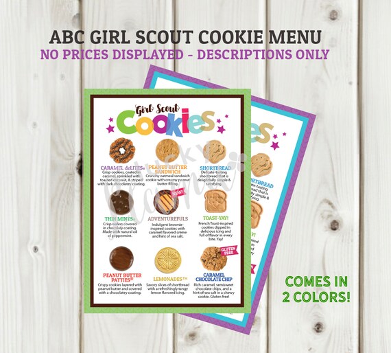 Abc Girl Scout Cookie Menu No Prices Descriptions Only Etsy Ireland