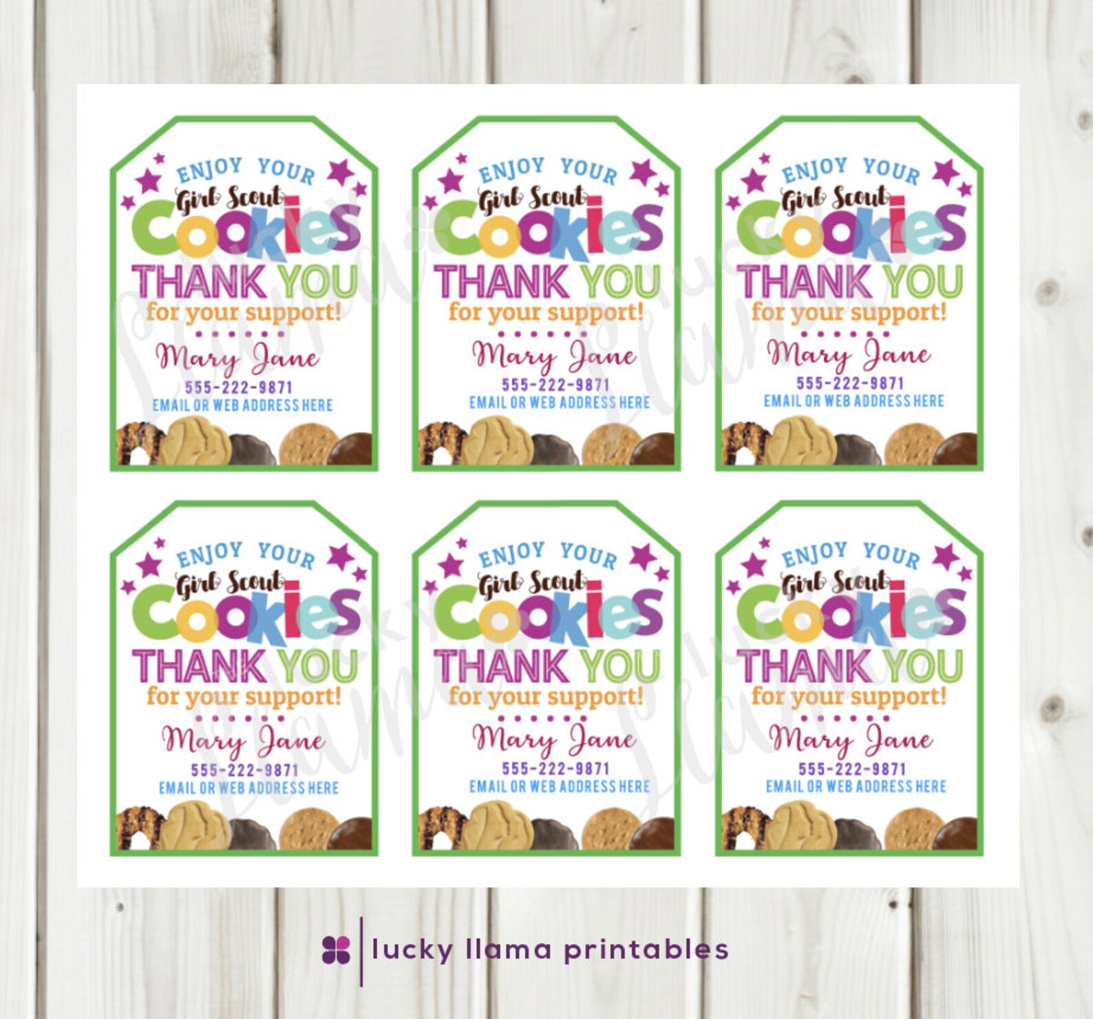 Editable Girl Scout Cookie Gift Tag Instant Download - Etsy
