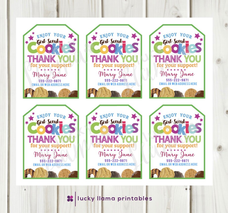Editable Girl Scout Cookie Gift Tag Instant Download - Etsy
