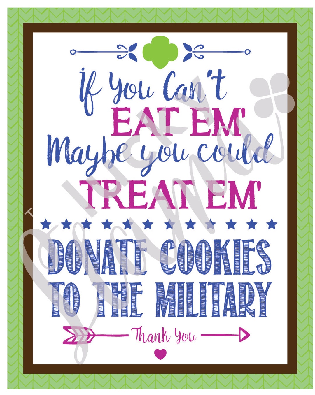 Girl Scout Cookie Poster Donate Cookies to Military 8 X 10 Printable - Etsy
