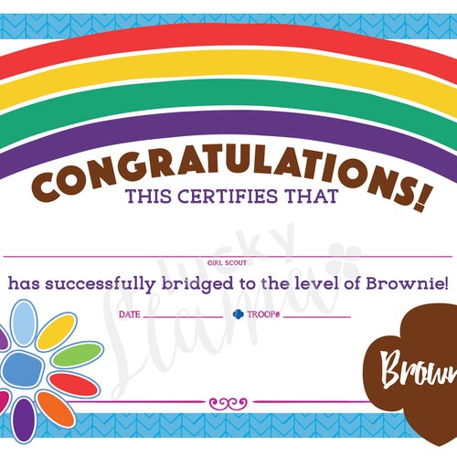 Daisy Brownie Logo Version Girl Scout Certificate - Etsy