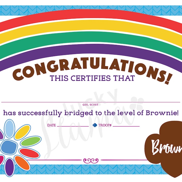 Girl Scout Bridging Certificate - Etsy