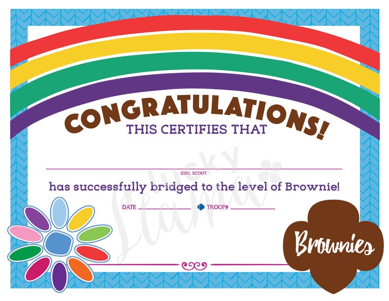 Daisy Brownie Logo Version Girl Scout Certificate Etsy