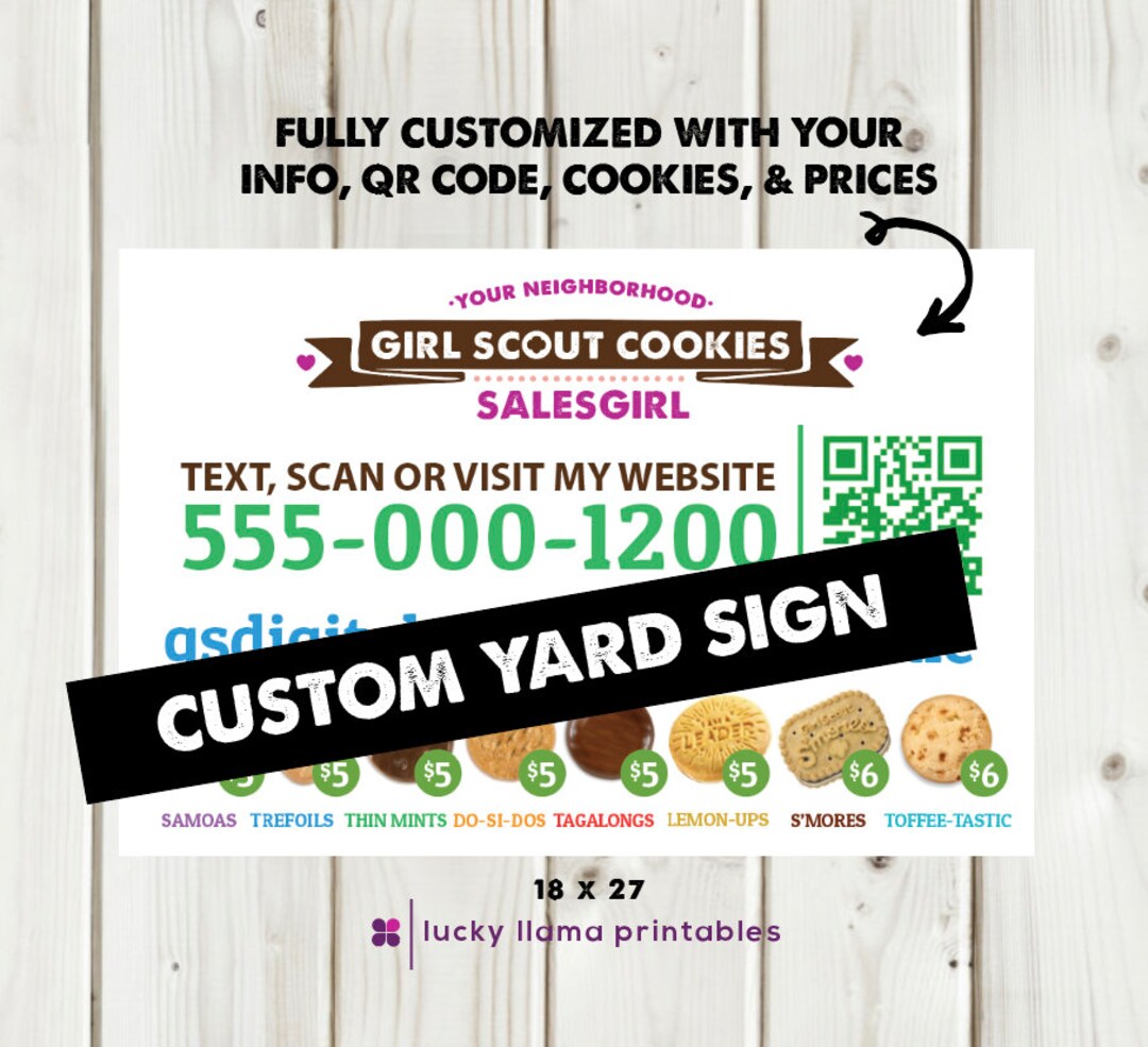 CUSTOM Girl Scout Cookie Yard Sign (digital File Only) - Etsy