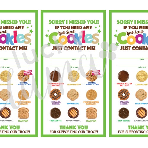 Girl Scout Cookie Door Hanger Sorry We Missed You Door - Etsy