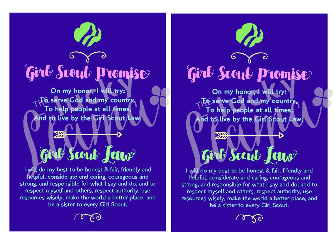 Girl Scout Promise & Law PRINTABLE Bookmark/craft - Etsy
