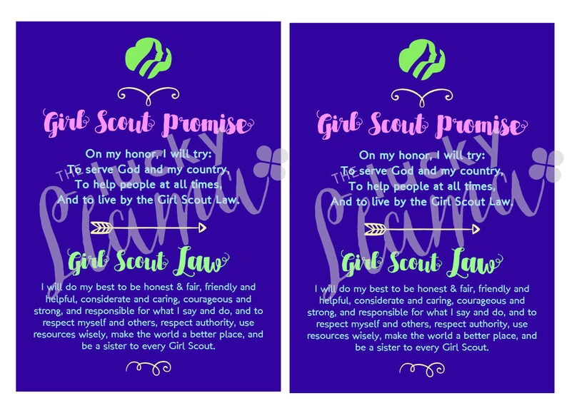 Girl Scout Promise & Law PRINTABLE Bookmark/craft - Etsy