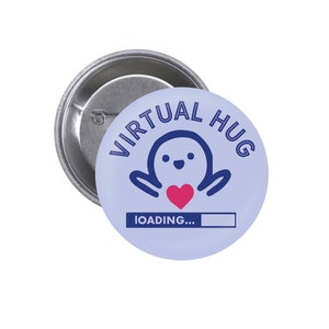 Social Distancing Awareness Buttons No Hugs Pin, Virtual Hug Pin Button ...