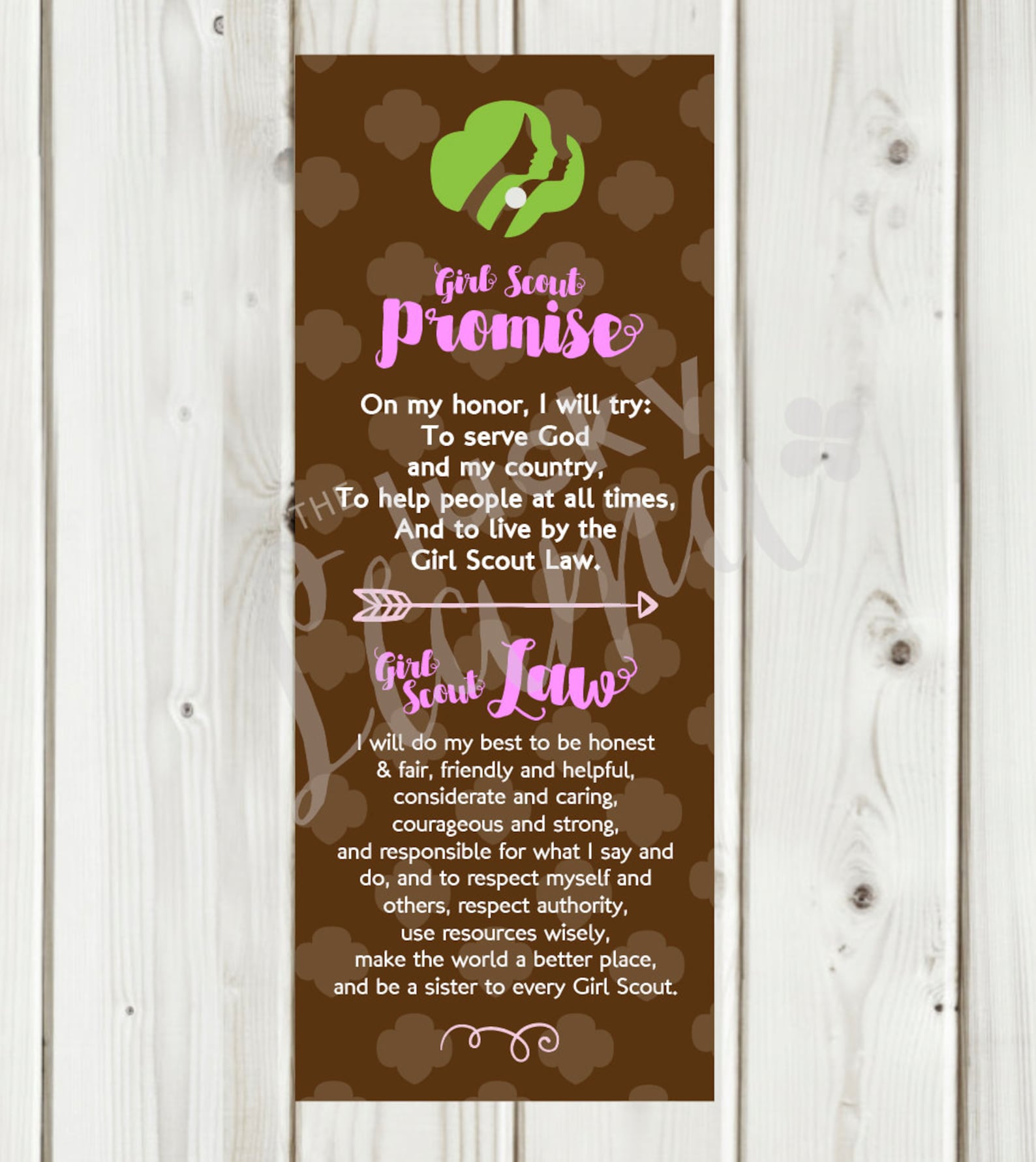 Girl Scout Promise & Law PRINTABLE Bookmark/craft - Etsy